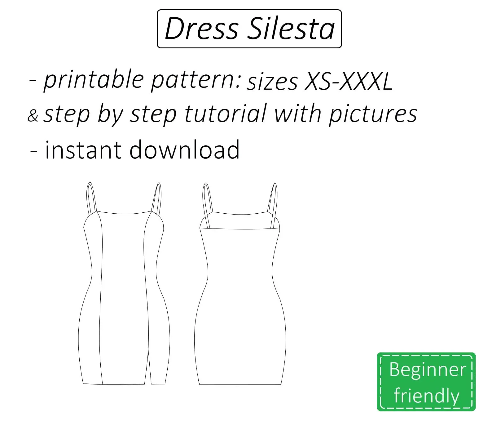Bodycon dress sewing pattern PDF Silesta + detailed tutorial - Crealandia