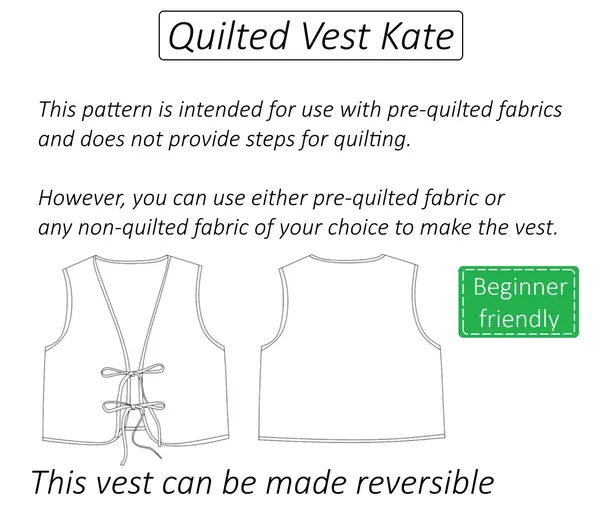Quilted vest sewing pattern PDF Kate + detailed tutorial - Crealandia