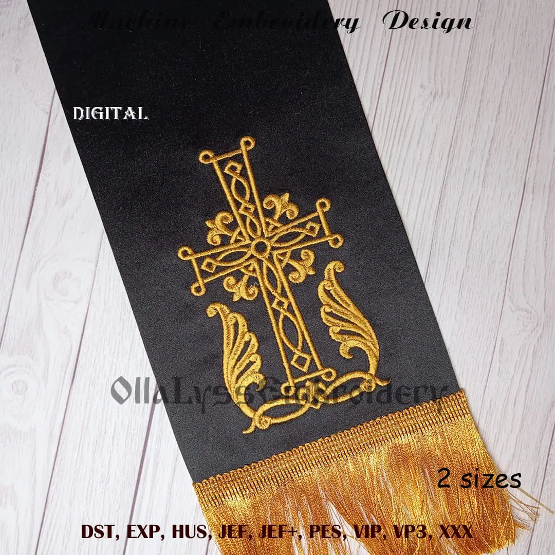 Scrollwork Cross embroidery design