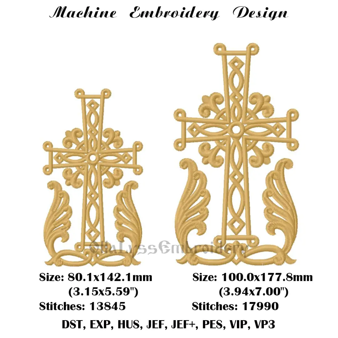 Scrollwork Cross embroidery design