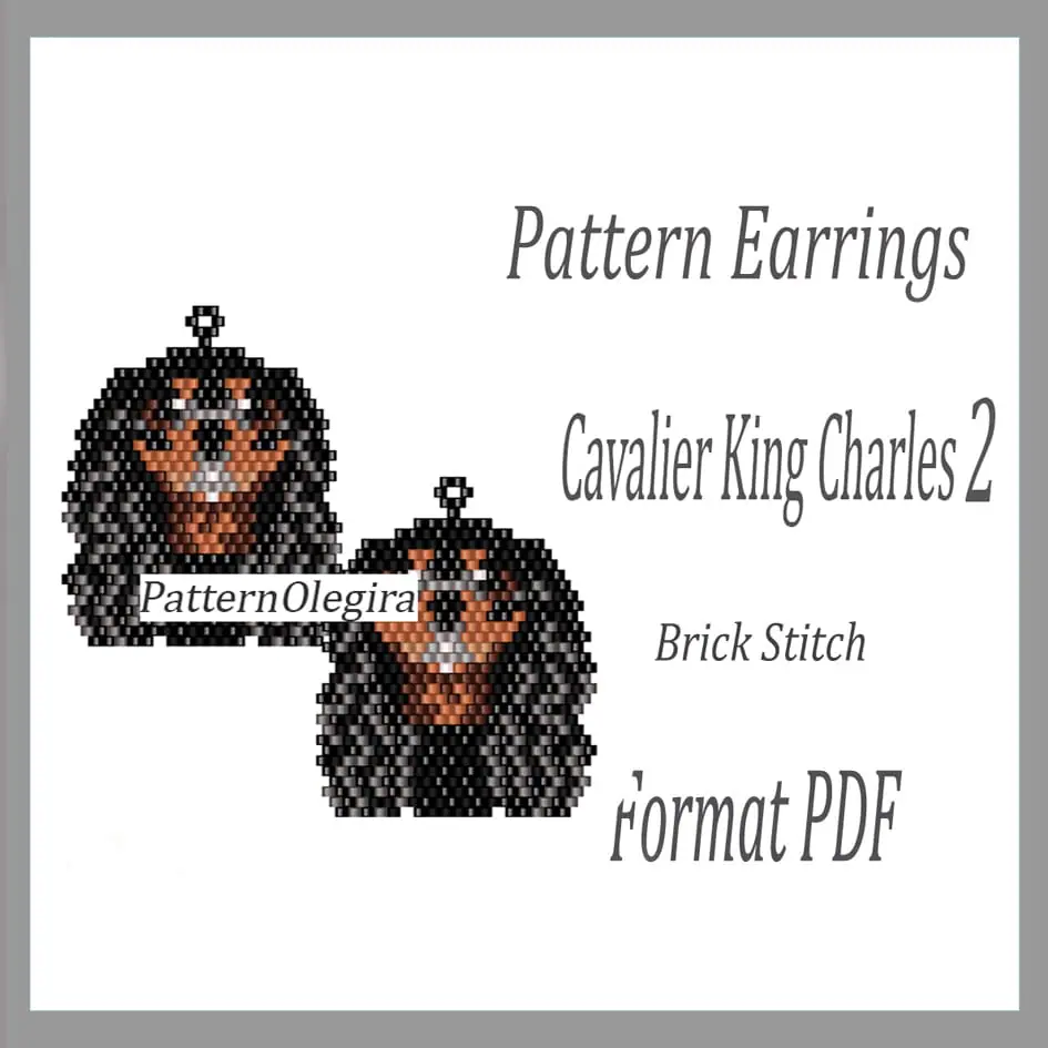 Cavalier King Charles 2 Dog earrings Olegirabeadpatterns