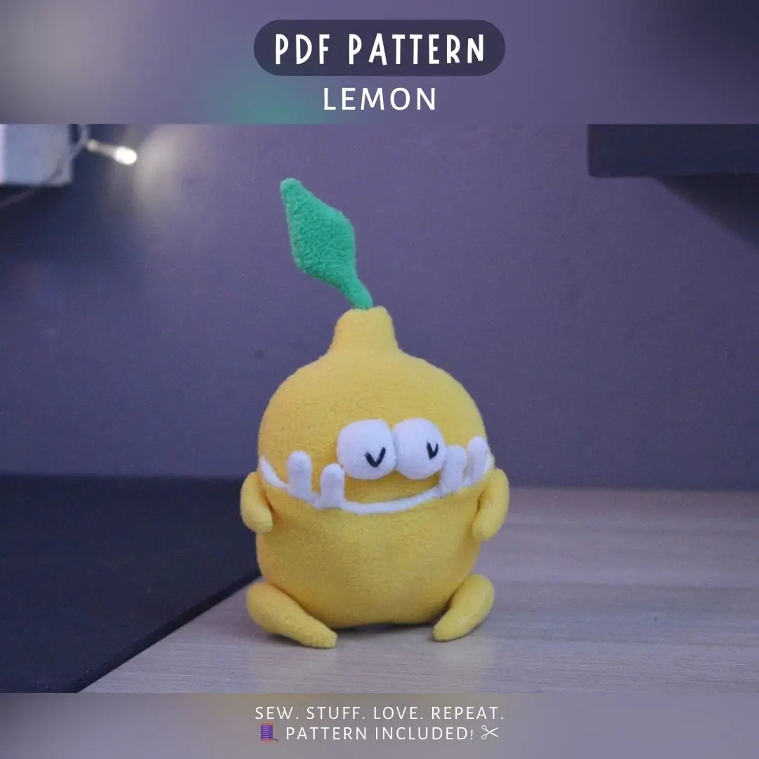 Lemon Plush PDF Pattern – Cute DIY Soft Toy with Pocket