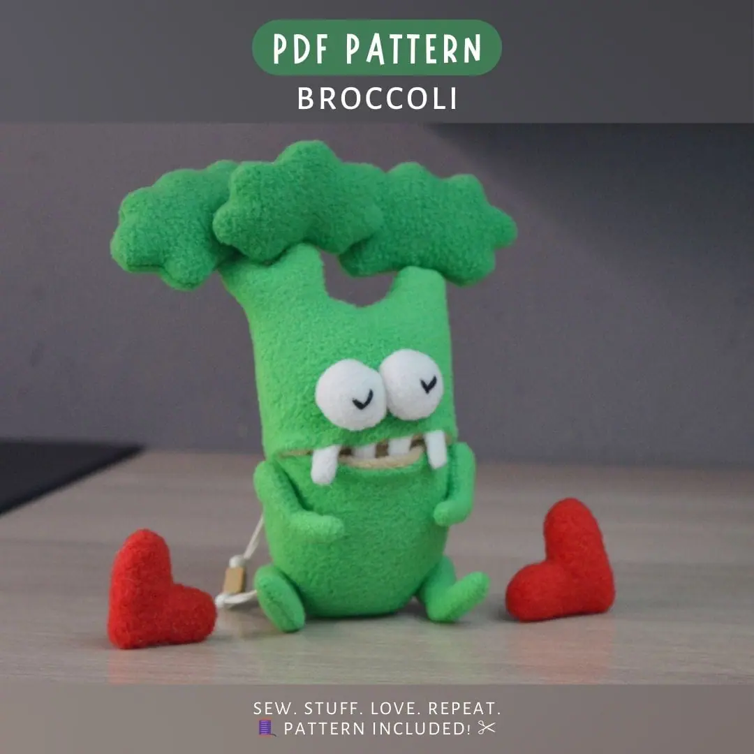 Broccoli Plush Pattern – PDF Soft Toy with Secret Mouth