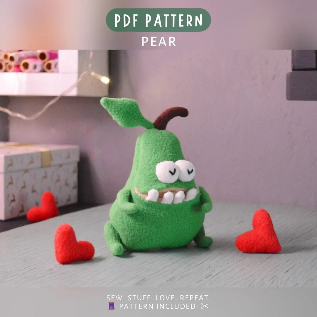 Pear Plush Sewing Pattern – Fleece Toy PDF Tutorial