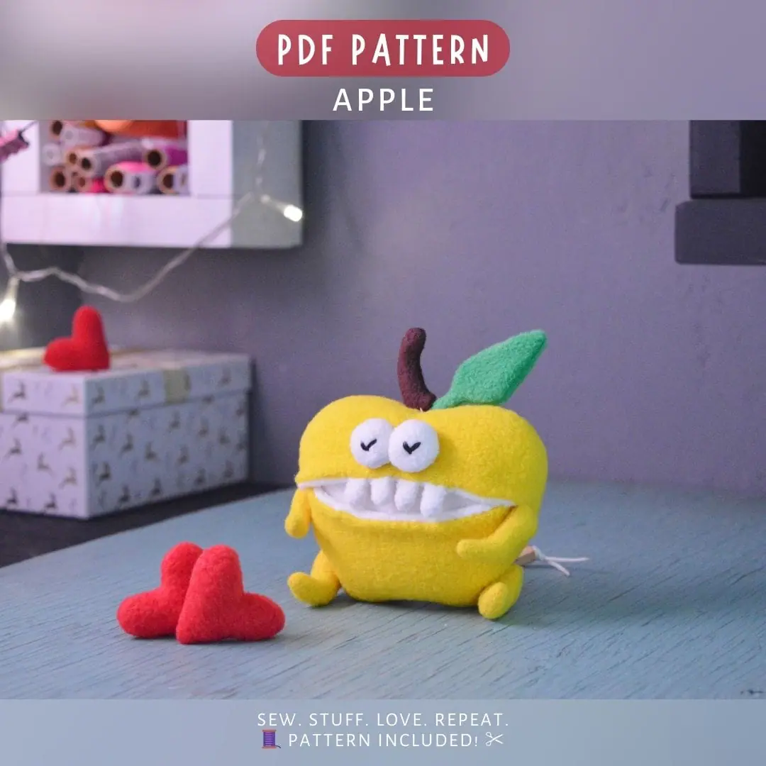 Apple Plush Sewing Pattern – Funny Fleece Toy PDF