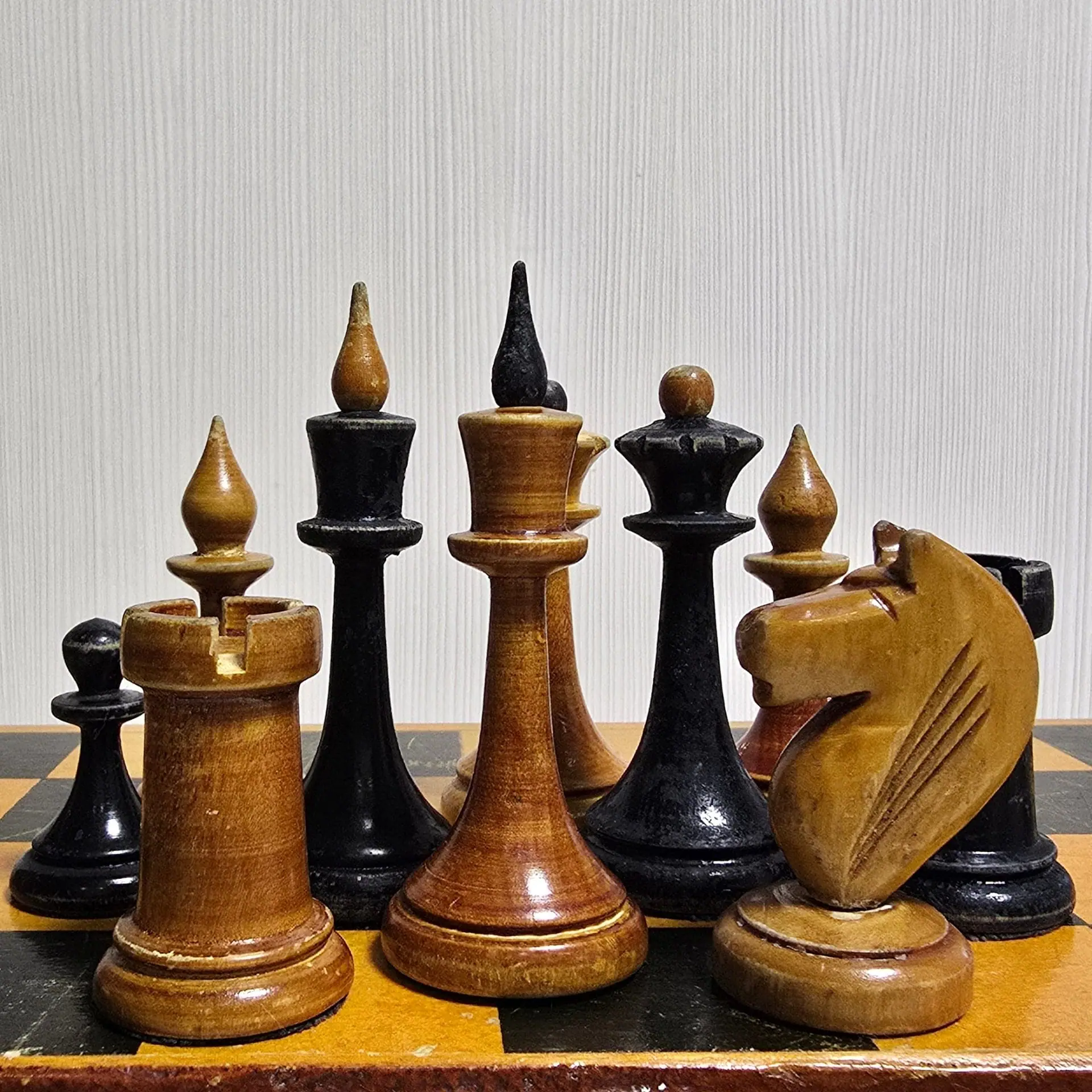 Soviet Antique Wooden Chess. Mordvin chess set