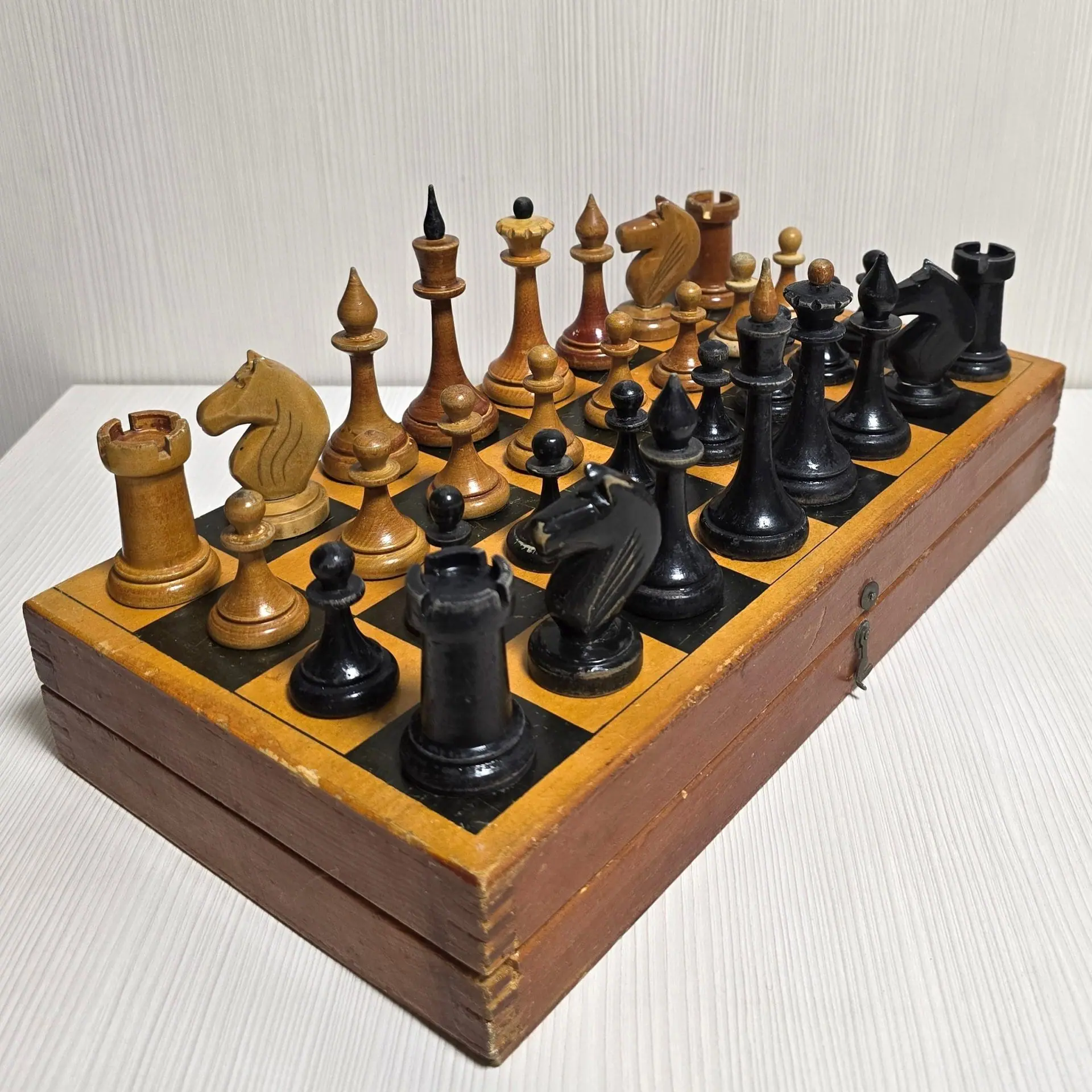 Soviet Antique Wooden Chess. Mordvin chess set