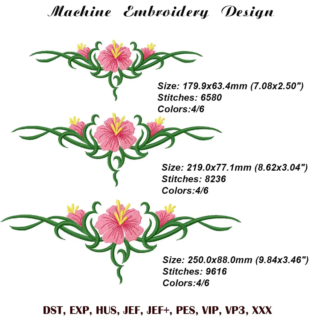 Hibiscus tattoo embroidery design - Free