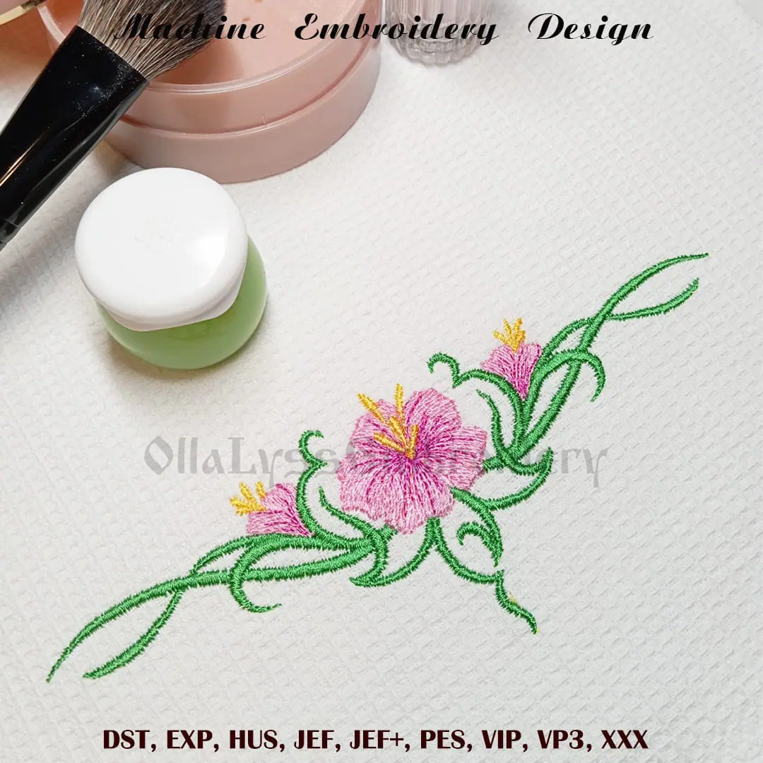 Hibiscus tattoo embroidery design - Free