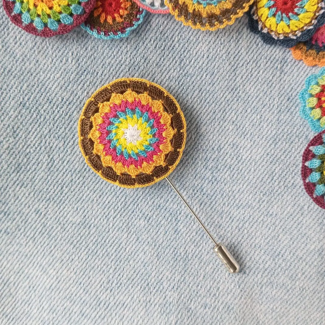 Micro Crochet Mandala Brooch - Rainbow in the Soul