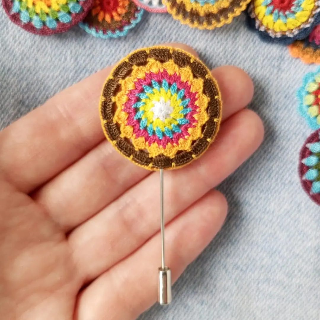 Micro Crochet Mandala Brooch - Rainbow in the Soul