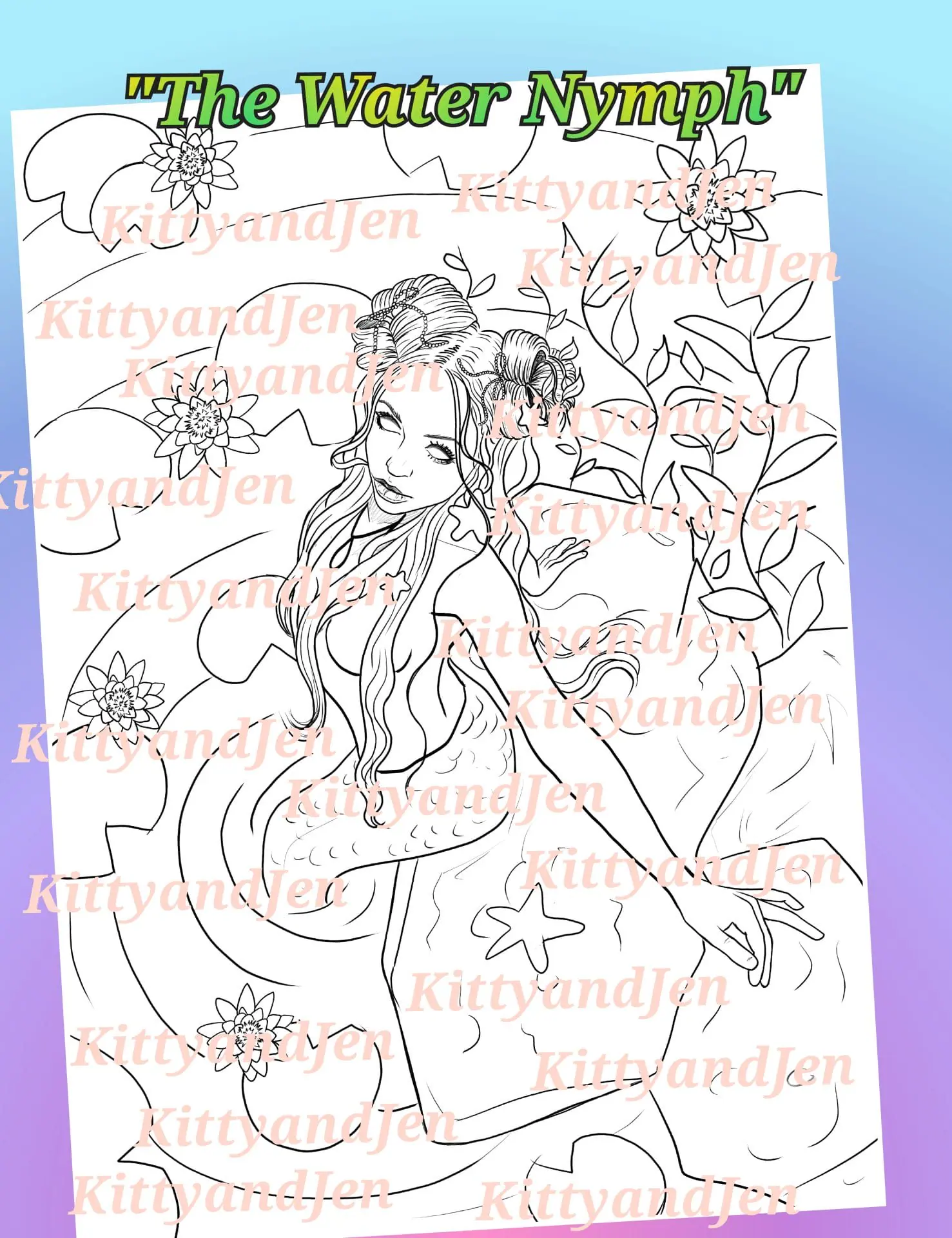 The single coloring page "The Water nymph" - Crealandia