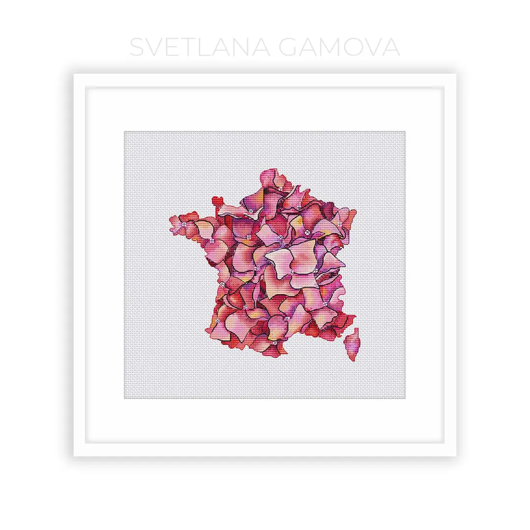 Map of France Cross Stitch Pattern - Crealandia