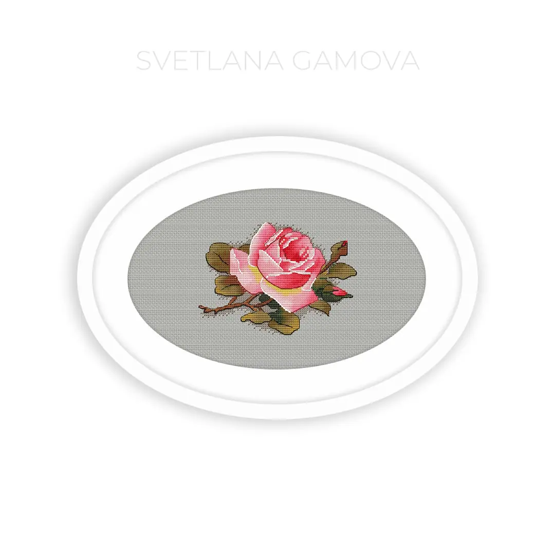 Pink Rose Cross stitch pattern - Crealandia
