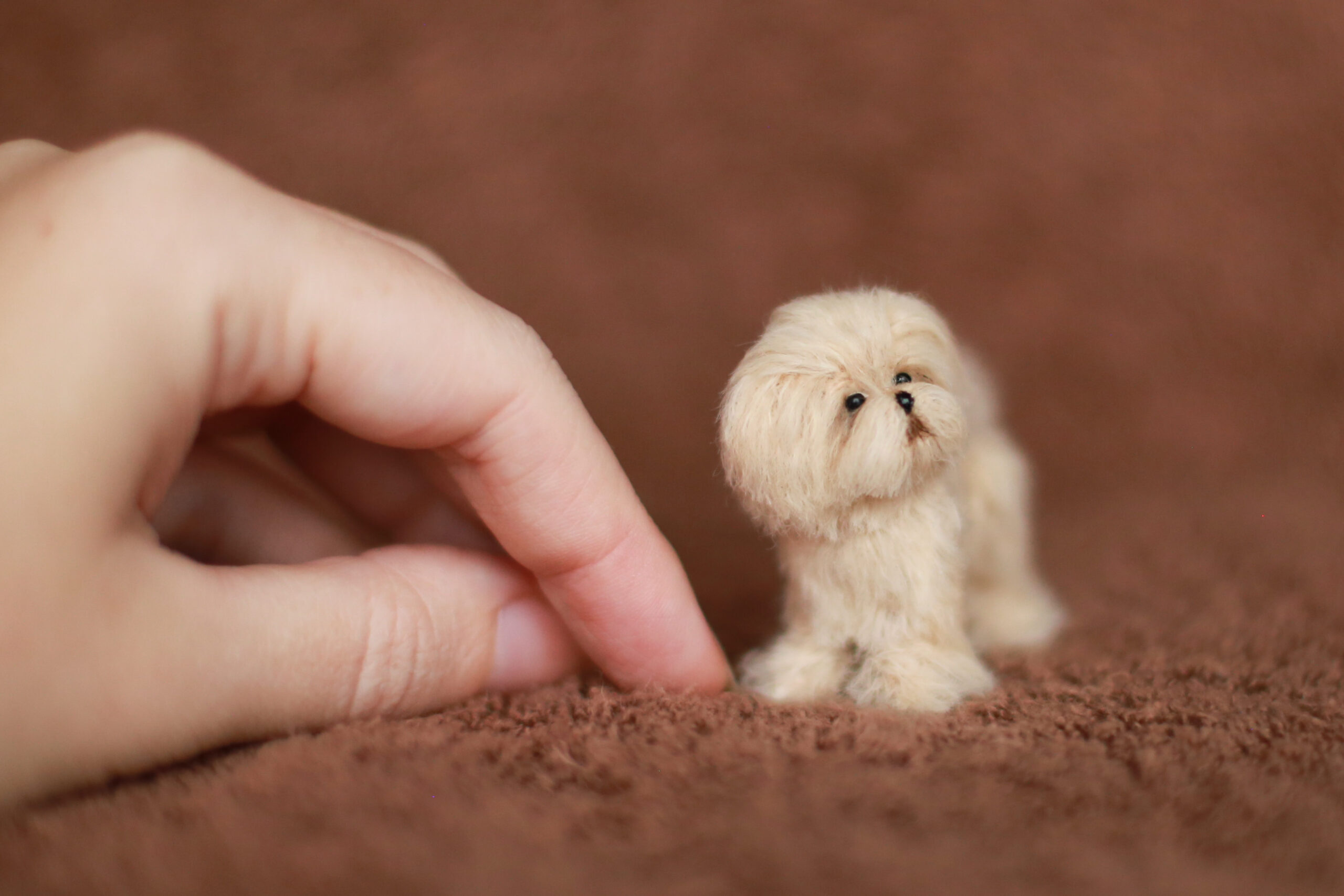 Miniature realistic dog for Barbie or Blythe doll