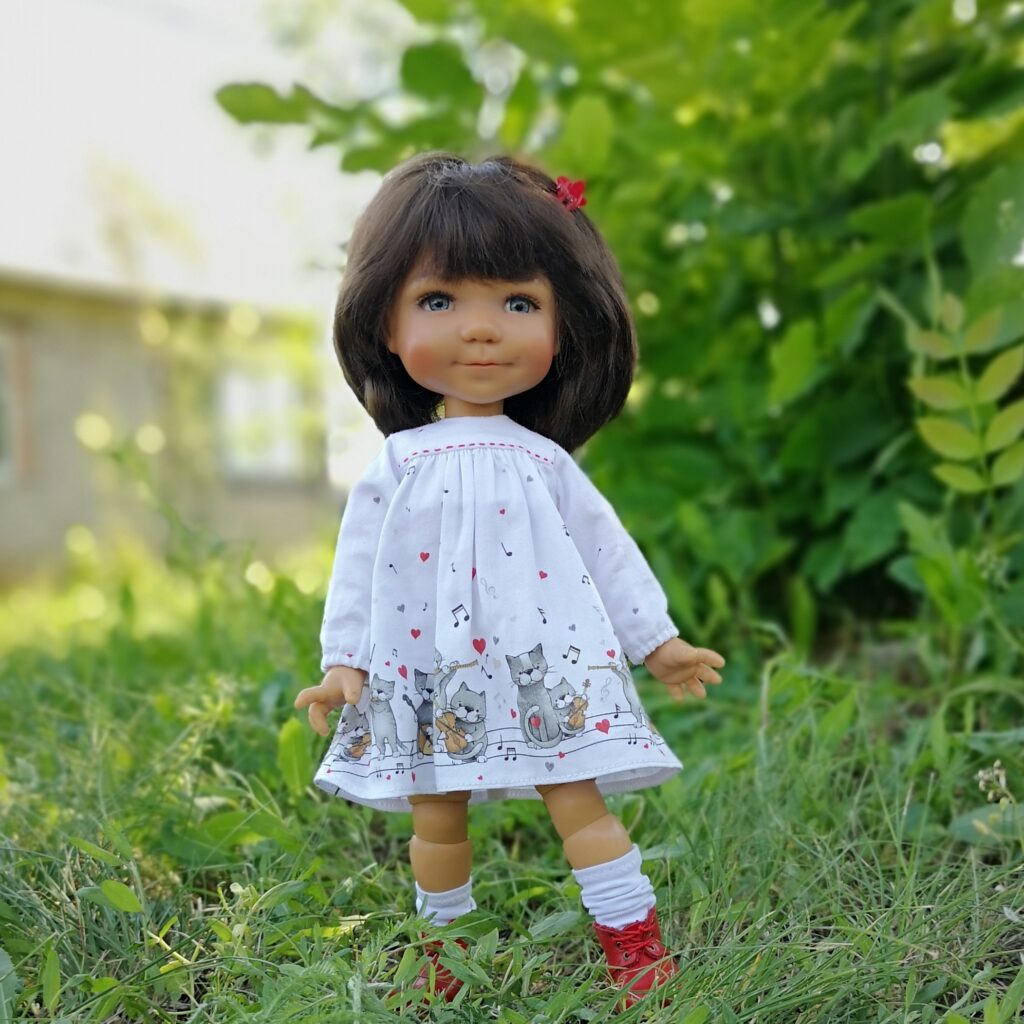 dress with kittens for Dumpling Meadow doll - DailyDoll Shop