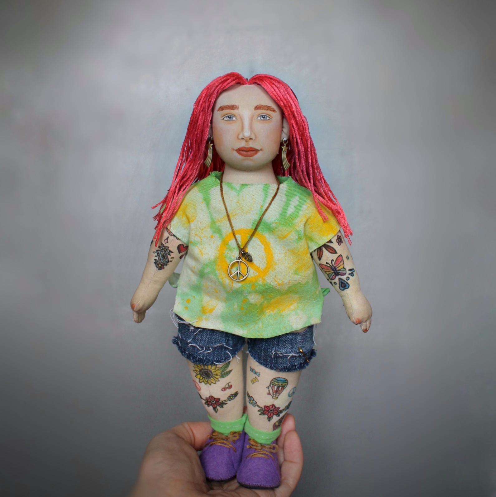 peace and love handmade cloth doll