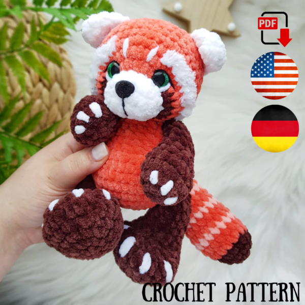 Crochet Red panda pattern - Amigurumi Red panda pattern - DailyDoll Shop
