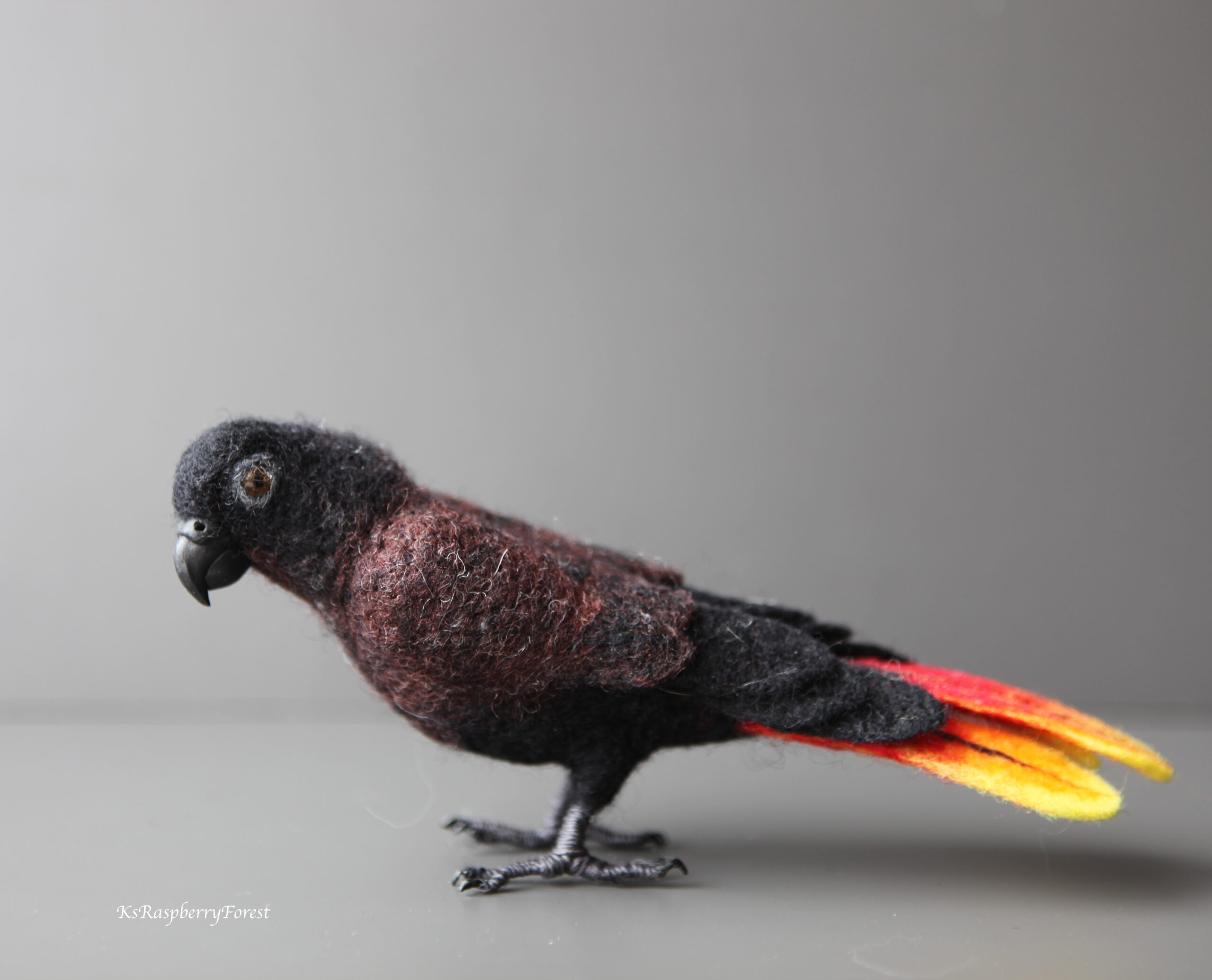 Needle felted bird Black Lory bird Gorgeous 1 New Handmade
