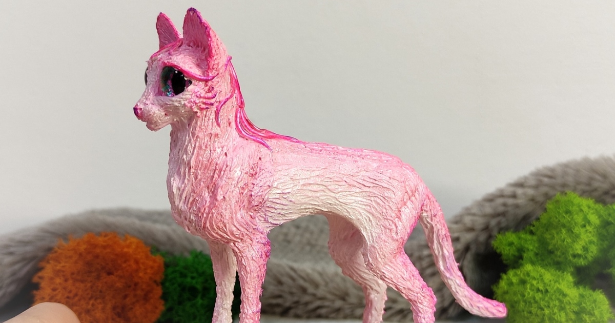 Pink cat figurine. 1 new cute pet for doll