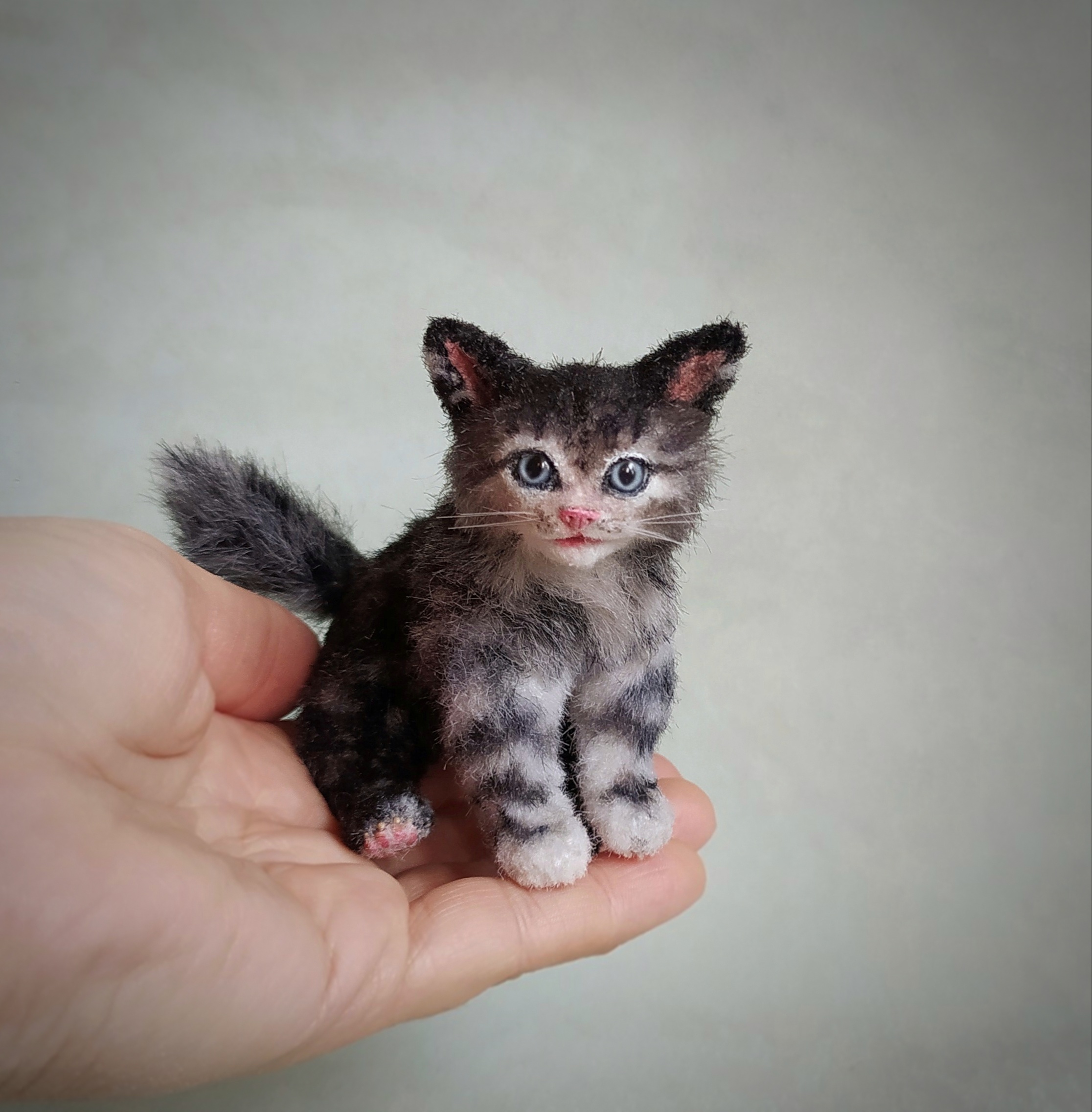Miniature realistic kitten from faux fur - DailyDoll Shop