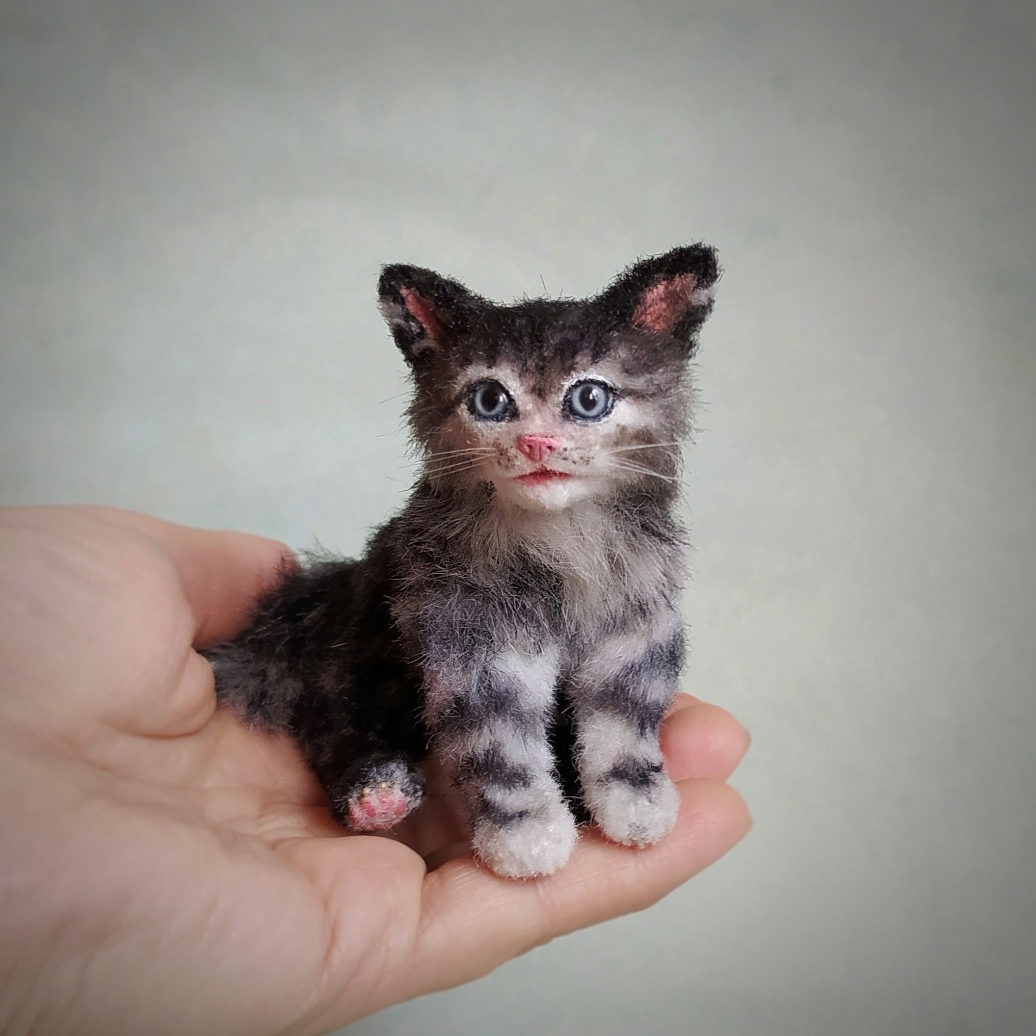Miniature realistic kitten from faux fur - DailyDoll Shop