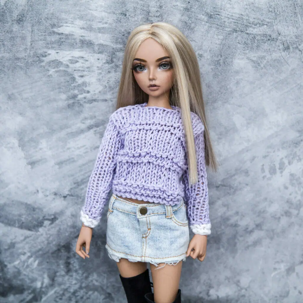 Sweater for Minifee - Violet+White - DailyDoll Shop