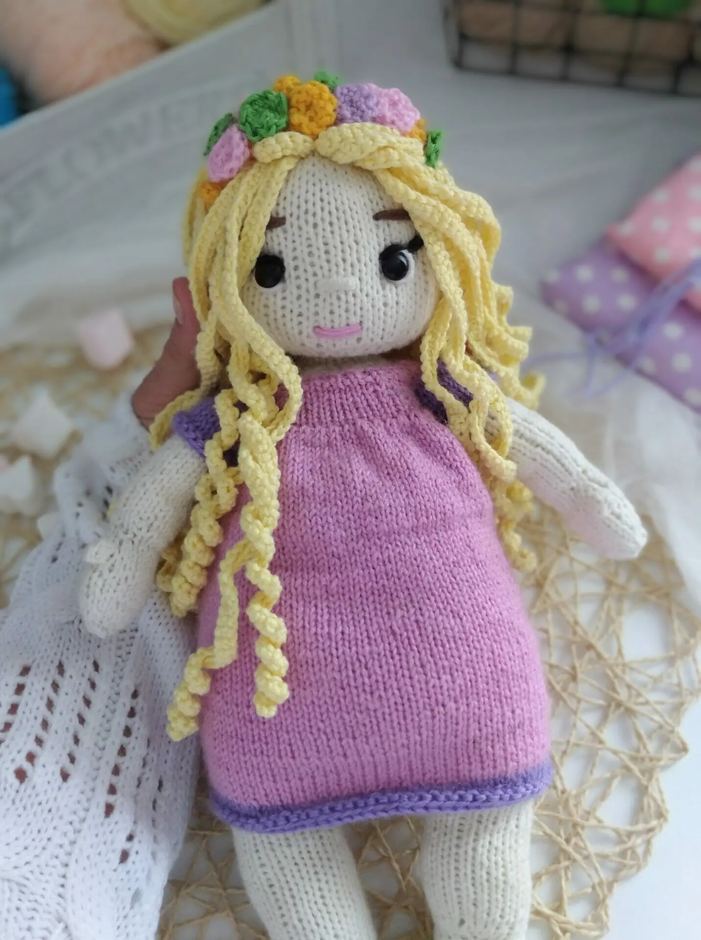 LUNA doll knitting pattern. Knitted doll pattern.
