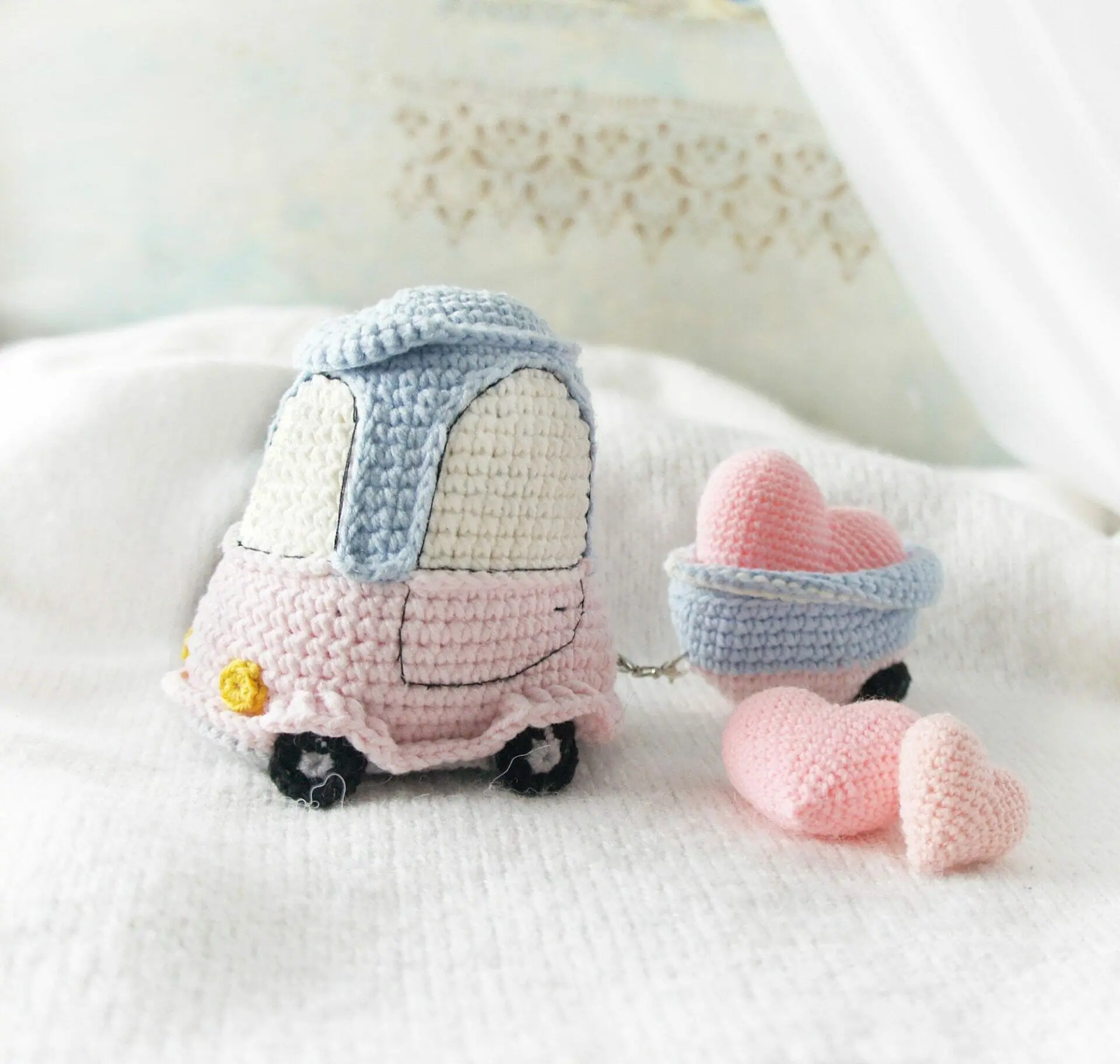 Cute toy car with hearts, Car stuffed toy for toddlers