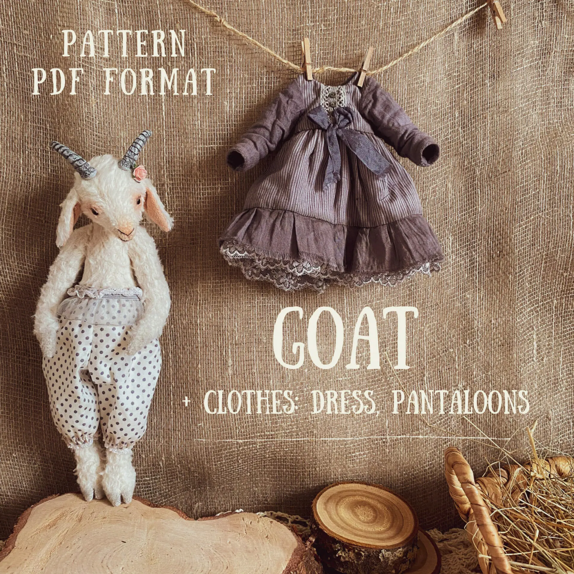 Pattern teddy goat PDF goat in a dress pattern goat - DailyDoll Shop