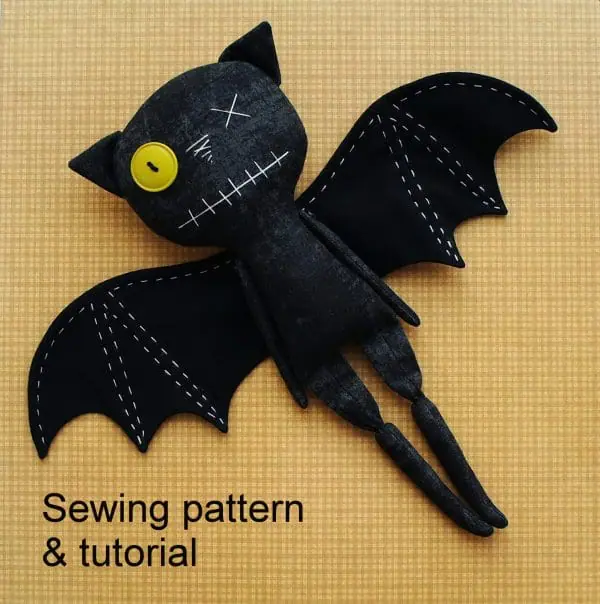 Black cat sewing pattern DIY Halloween creepy doll