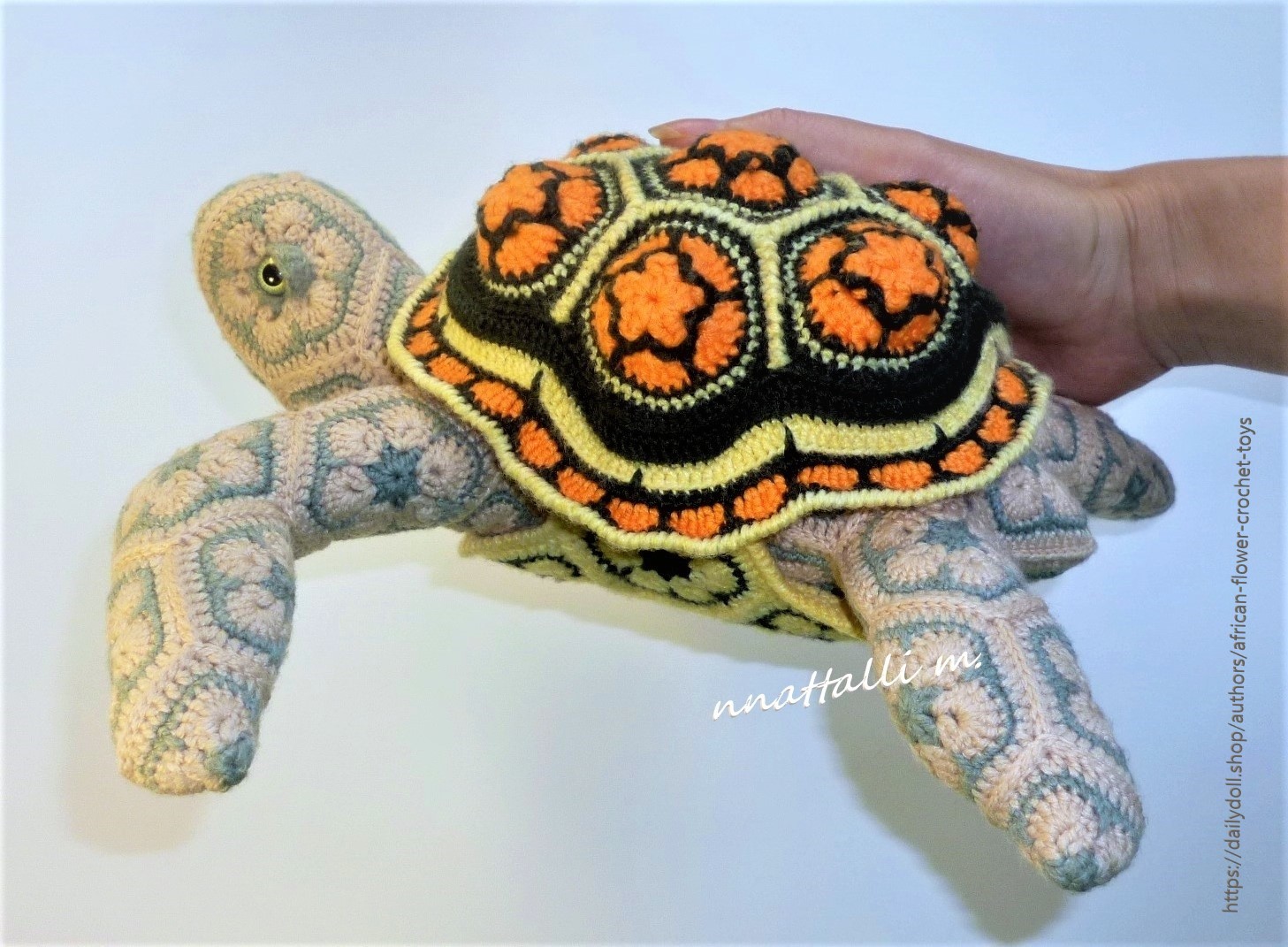 African flower Turtle crochet pdf pattern instant download