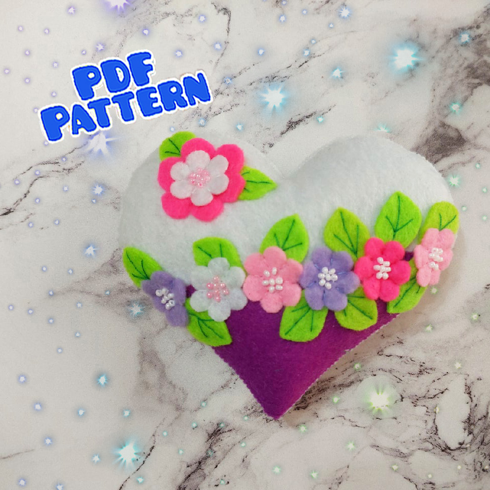 Felt heart pattern Felt valentine pattern PDF - DailyDoll Shop