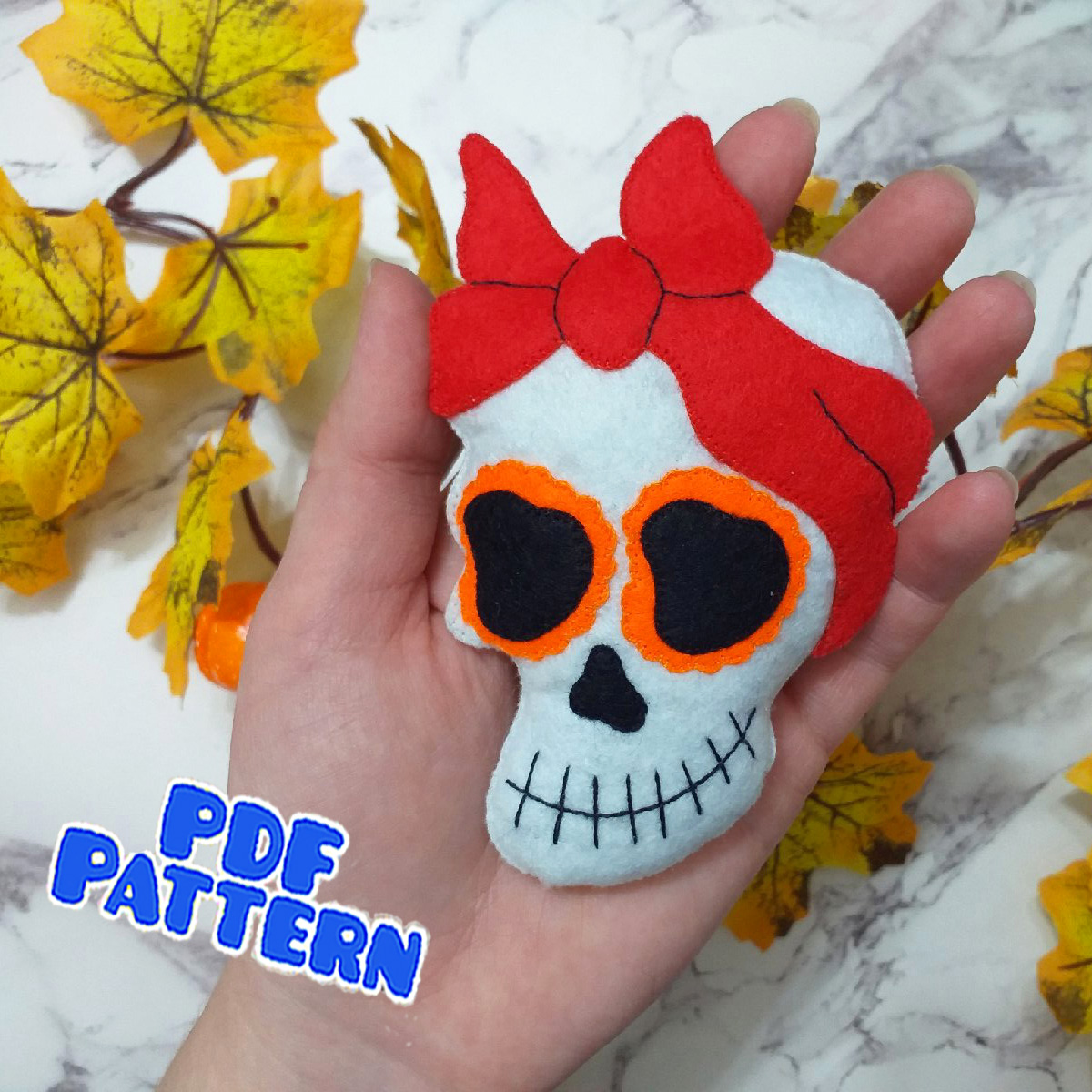 Felt Skull Pattern Day of the Dead Felt skull ornament - DailyDoll Shop