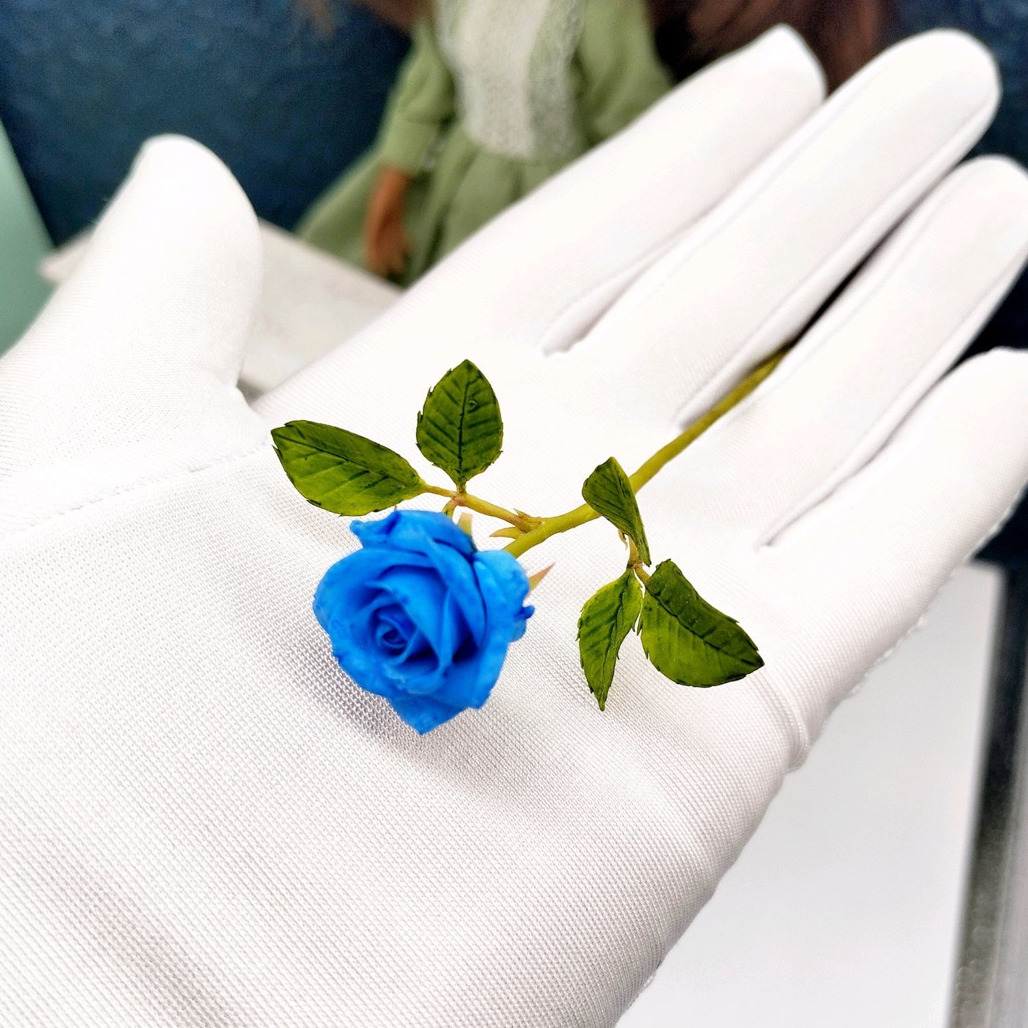 Miniature blue rose Scale 1 6 Dollhouse flowers