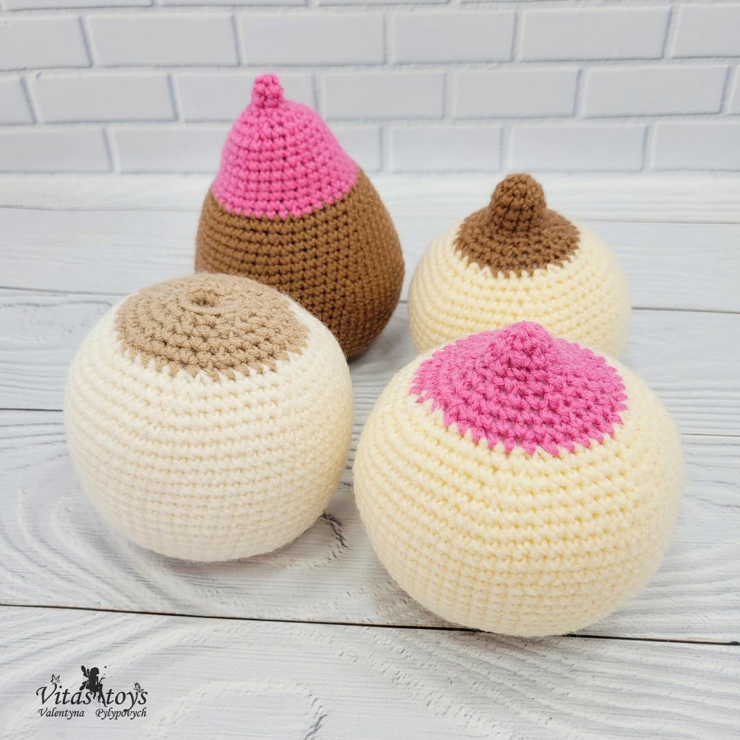Amigurumi toy patterns Breast models (4 models) Crochet