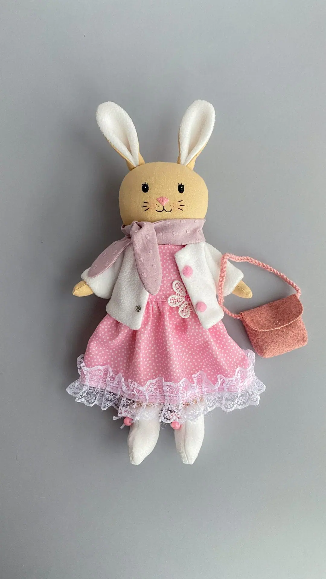 Handmade soft toy bunny with clothes, cloth bunny for Easter gift ...