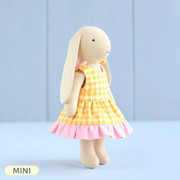 PDF Mini Bunny with Floppy Ears in Sundress Sewing Pattern - DailyDoll Shop