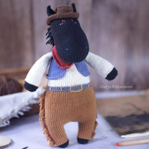Cowboy horse knitting pattern (PDF pattern in English) - DailyDoll Shop