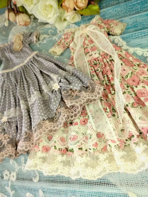Ptichka doll dresses - handmade dress in vintage style.