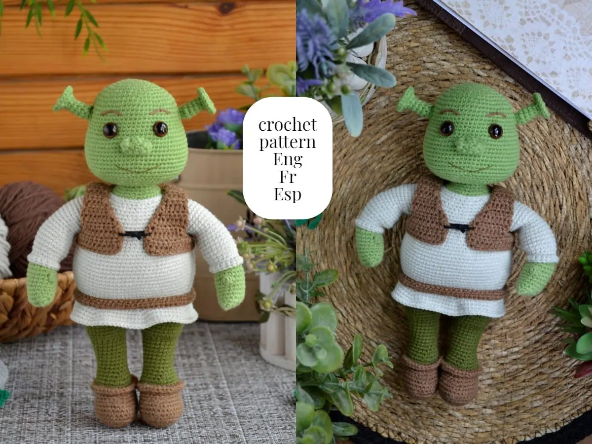 Crochet Shrek pattern amigurumi Eng Fr Esp PDF - DailyDoll Shop
