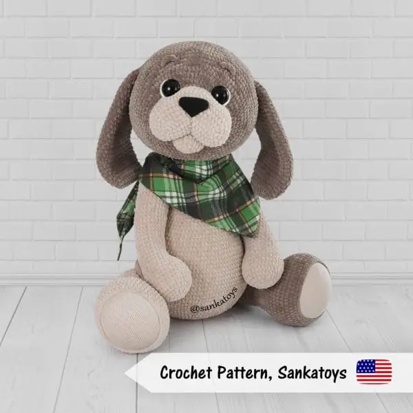 Big Dog plush crochet pattern, English PDF puppy tutorial