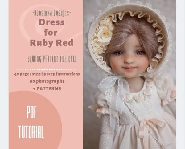 Pattern for Ruby Red FF, Dress for Doll 14 inches