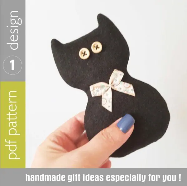 Black cat pattern PDF, sewing tutorial in english - DailyDoll Shop