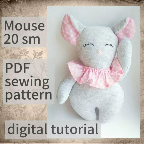 Mouse pattern PDF, sewing tutorial in english - DailyDoll Shop