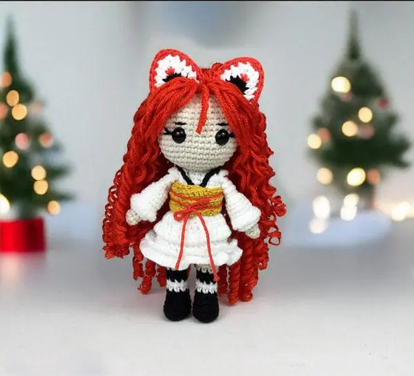 Crochet Kitsune Doll Pattern – Aki the Fox Spirit Amigurumi - DailyDoll ...