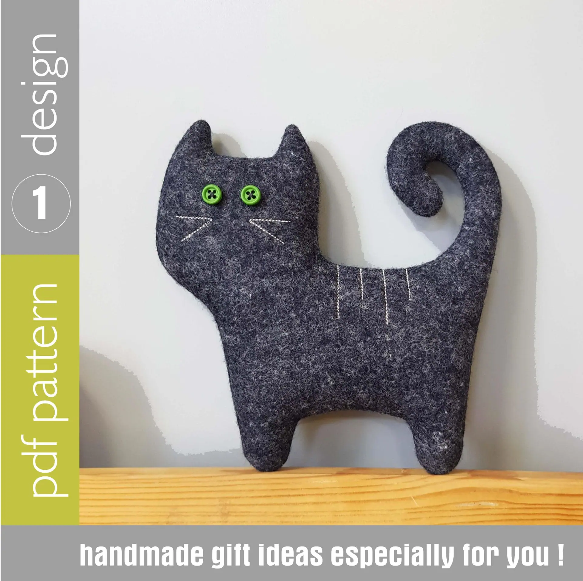 Felt doll pattern PDF for sewing Cat, digital tutorial in English ...