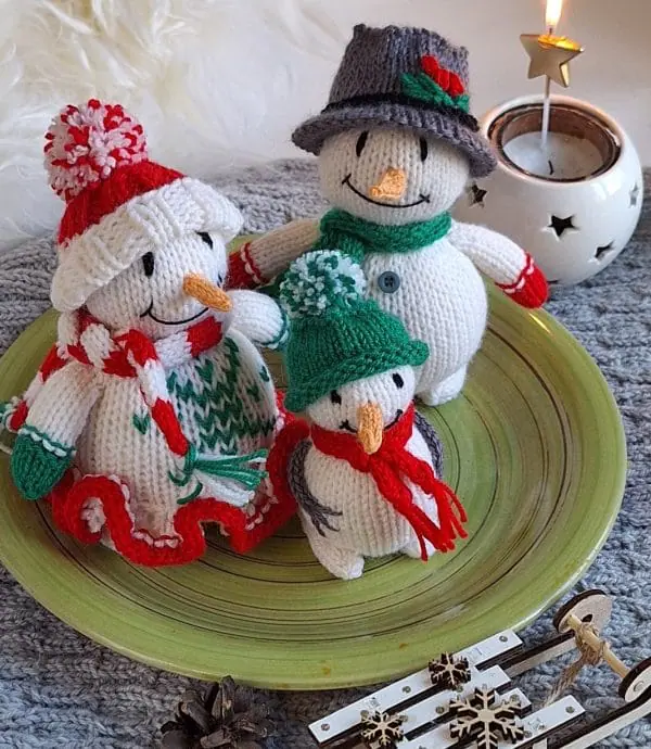 THE SNOWMAN FAMILY PATTERN KNITTING - DailyDoll Shop