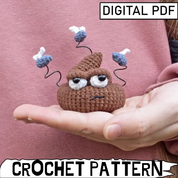 GRUMPY MR.POOP Crochet Pattern, Amigurumi funny poo toy