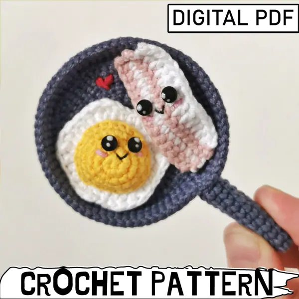 EGG and BACON Crochet Pattern, Easy cute DIY Amigurumi 2022